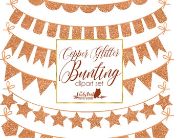 Shabby chic style bunting digital clipart