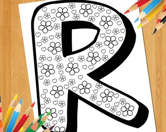 Letter coloring page | Etsy