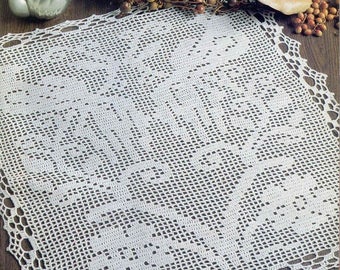 Filet crochet doily | Etsy