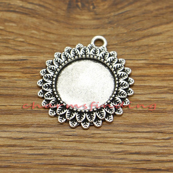 6pcs Flower Pendant Bezel Setting Cabochon Setting Mounting