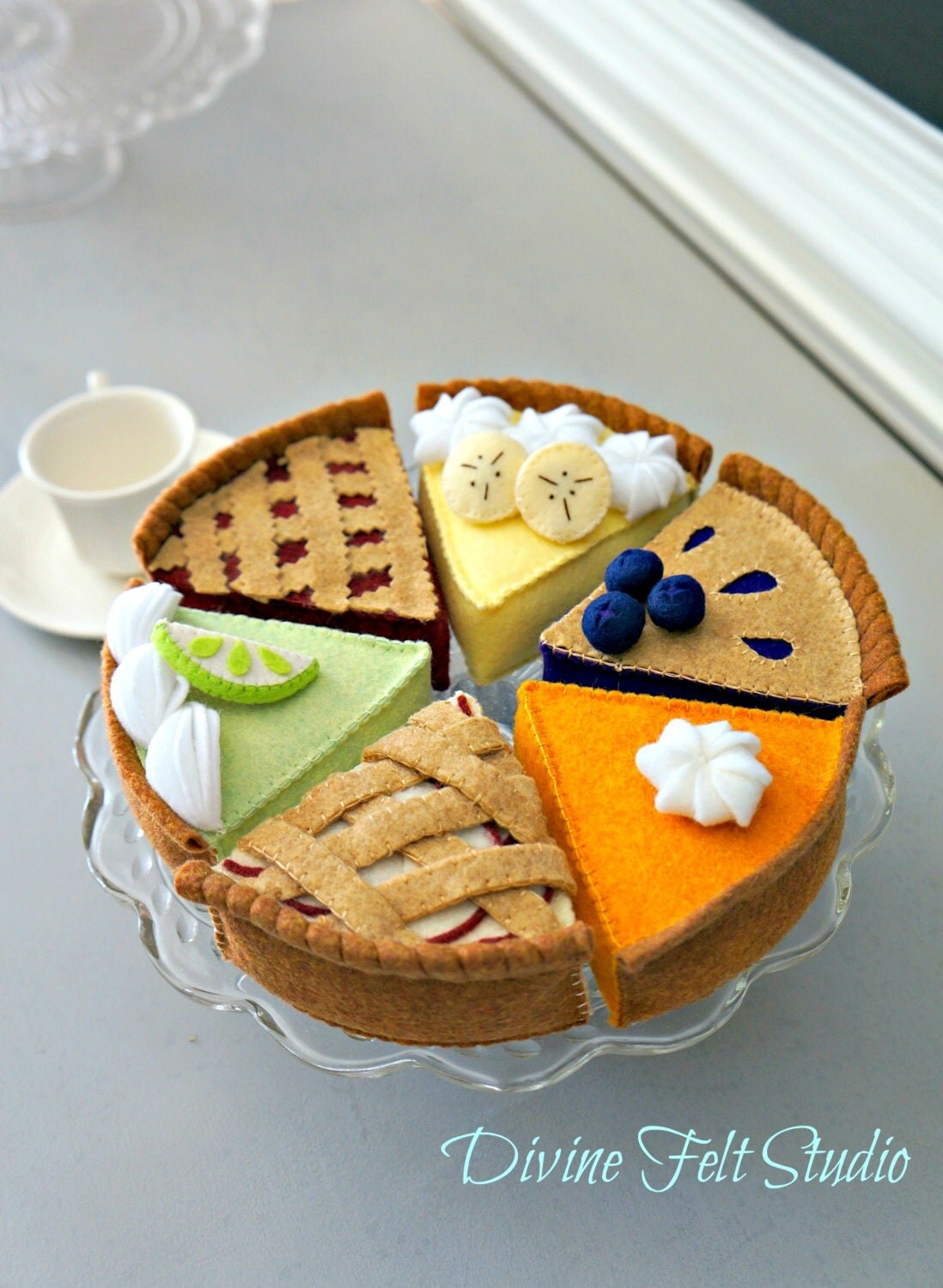 Felt Pie Tea Party Colletion 6 PC Set-Felt Food Pretend Play