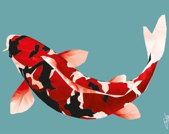 Koi fish print | Etsy