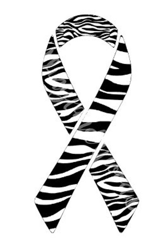 Carcinoid Cancer Ribbon Decal Zebra Pattern Ribbon Car