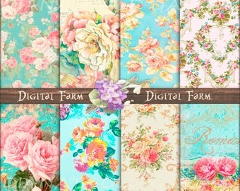 Items similar to Floral digital paper pack,"digital paper" floral ...