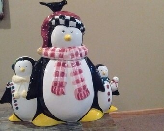 Penguin cookie jar | Etsy