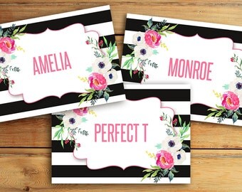 Flower name tags | Etsy