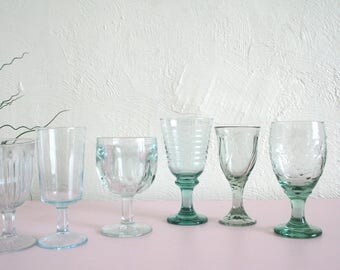 Green water goblets | Etsy