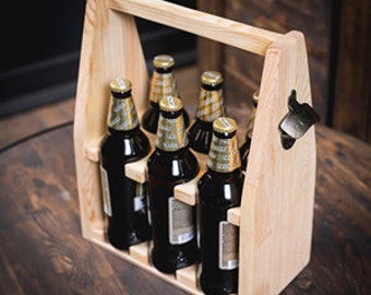 Wooden beer tote | Etsy