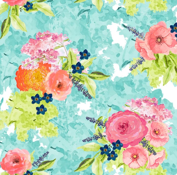 Items similar to Watercolor Spring Floral Fabric - Watercolor Floral By ...