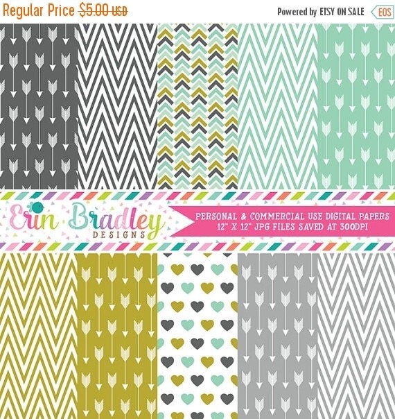 70% OFF SALE Arrows Digital Paper Pack Gold by ErinBradleyDesigns
