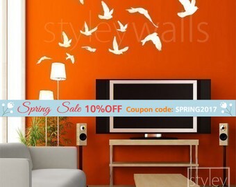 Flying birds decal | Etsy