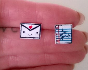 Paper stud earrings | Etsy