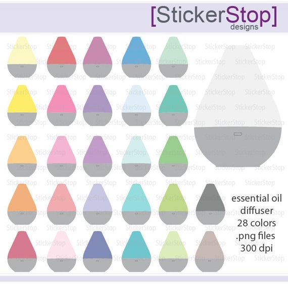 Essential Oils Diffuser Clipart 28 colors PNG Digital Clipart