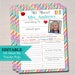 EDITABLE Teacher Gift End of School Year About Me Page
