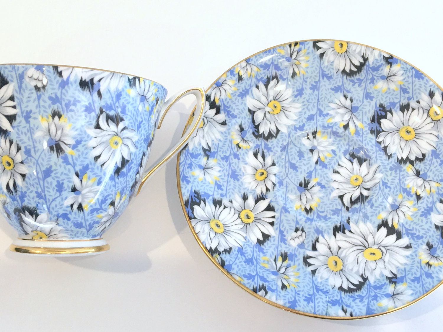 Daisy Chintz Shelley Tea Cup and Saucer, Carlisle Shape, Chintz Tea ...