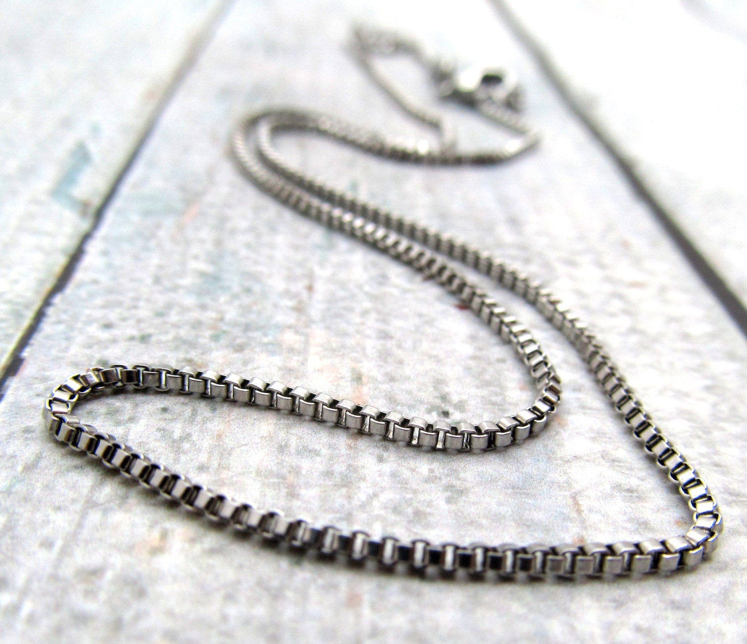 Stainless Steel Box Chain Necklace with Lobster Clasp
