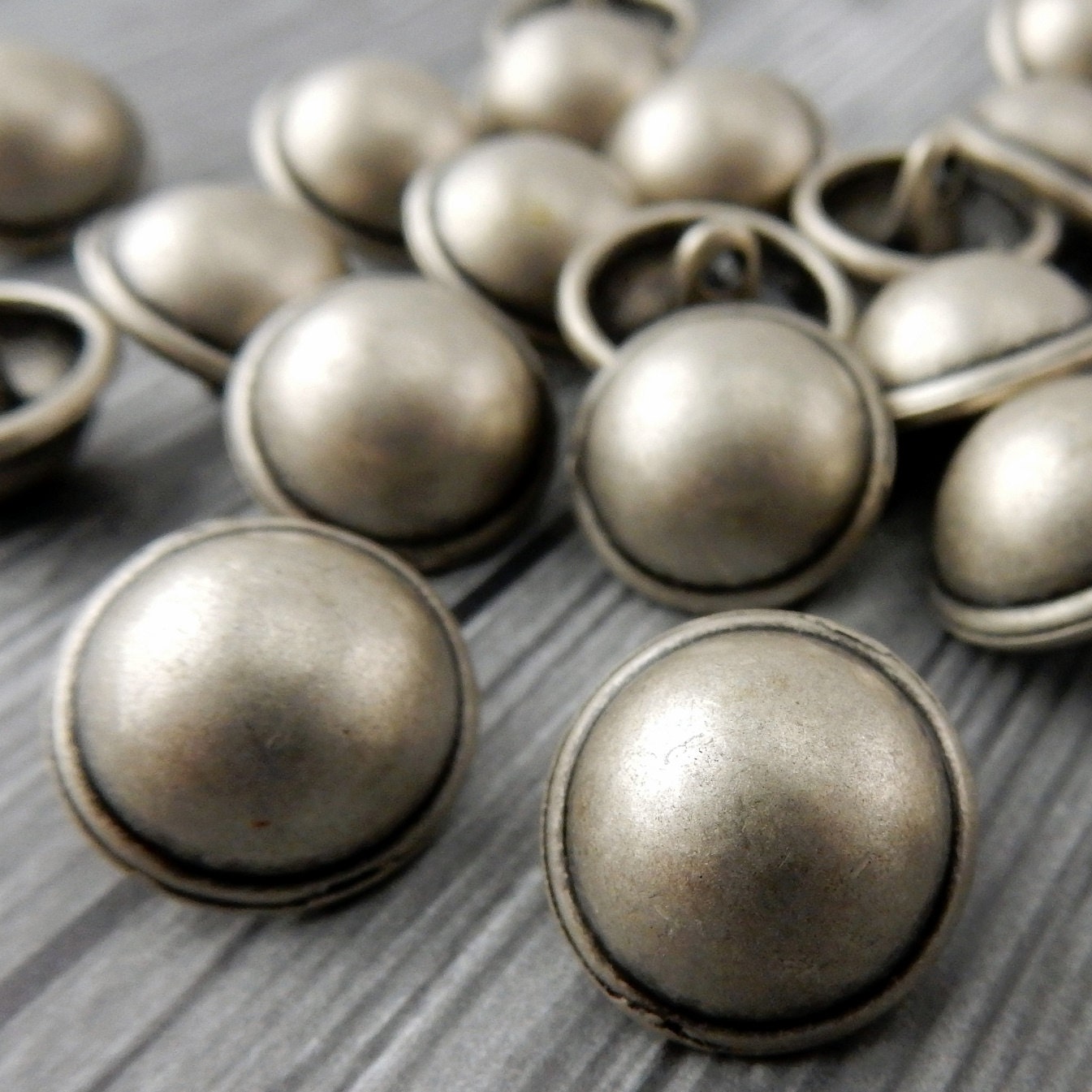 Hammered Dome Metal Buttons Antique Silver Button 5/8