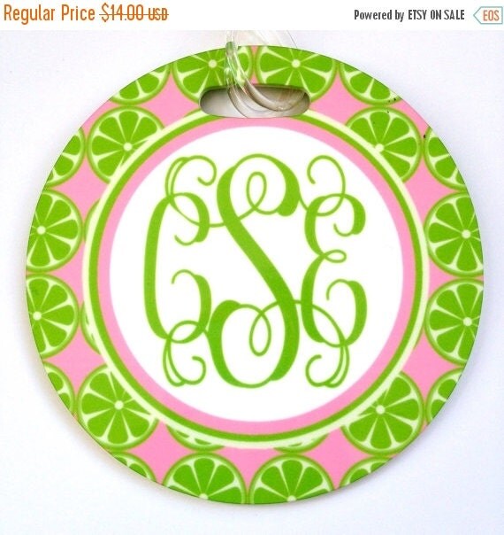 CYBER SALE Lime Slices Monogrammed Bag Tags. by BrantPointPrep