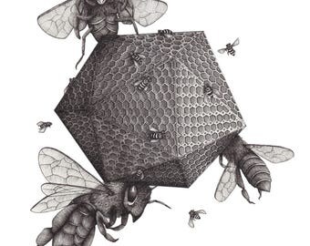 Beehive illustration | Etsy