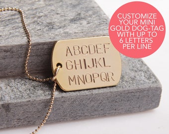 Gold dog tag | Etsy