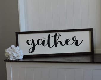 Gather wood sign | Etsy