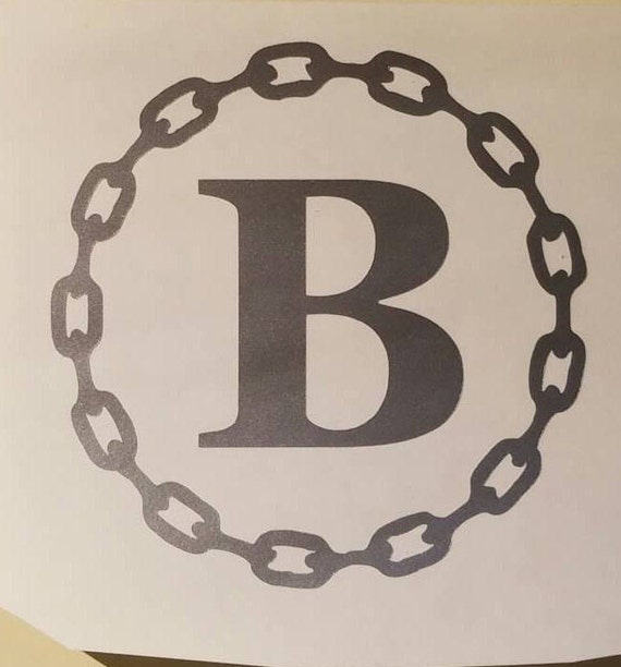 Chain link Decal with Monogram permanent vinyl perfect for