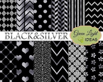 Silver Foil Digital Paper Metallic Silver Digital Paper