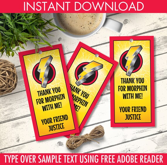 Power Ranger Favor Tags - Power Ranger Party, Thank You Tag, Party Gift ...