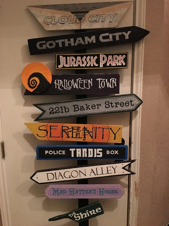 10 Fictional locations Sign directional favorite places