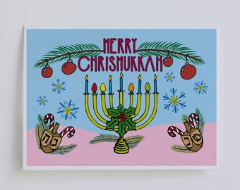 Happy Chrismukkah Card Christmas card AND Hanukkah card