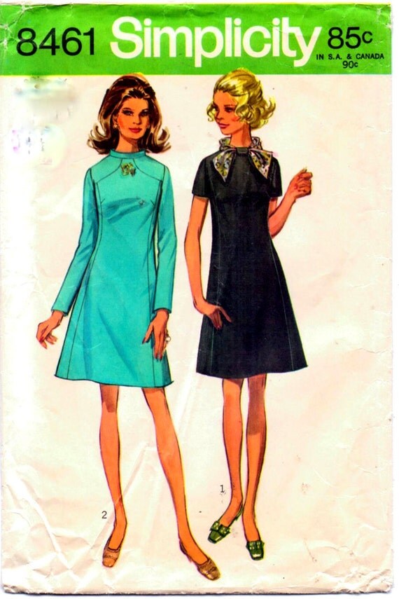 Simplicity 8461 Vintage 1960s Misses A-line Mod One Piece
