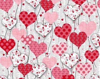 Heart cotton fabric | Etsy