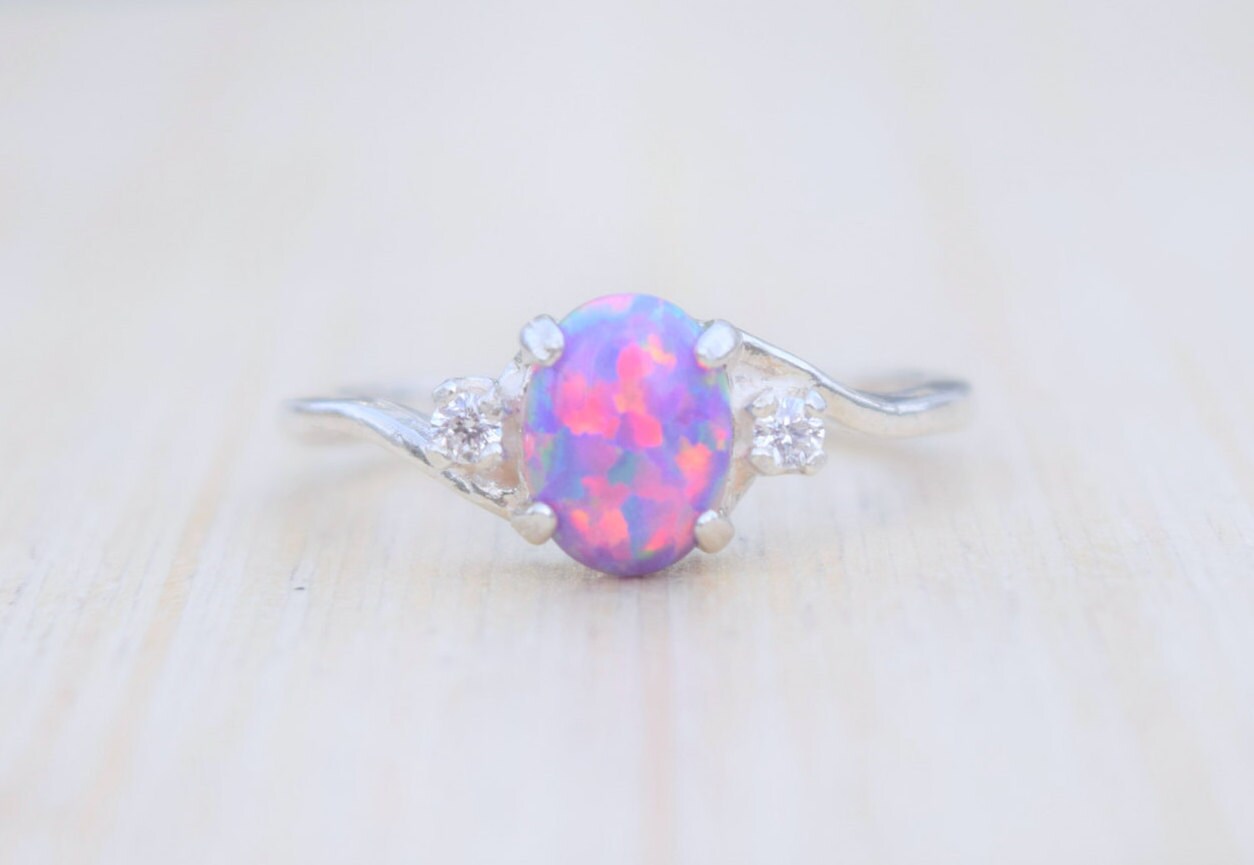 Opal Ring Lavender Opal Ring Amethyst Opal Ring Purple Opal