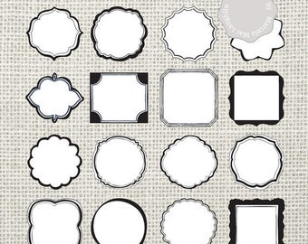 SALE Kraft Paper Labels CLIP ART Set 16 vintage labels frames