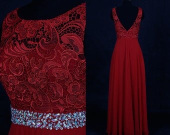 Red chiffon dress | Etsy