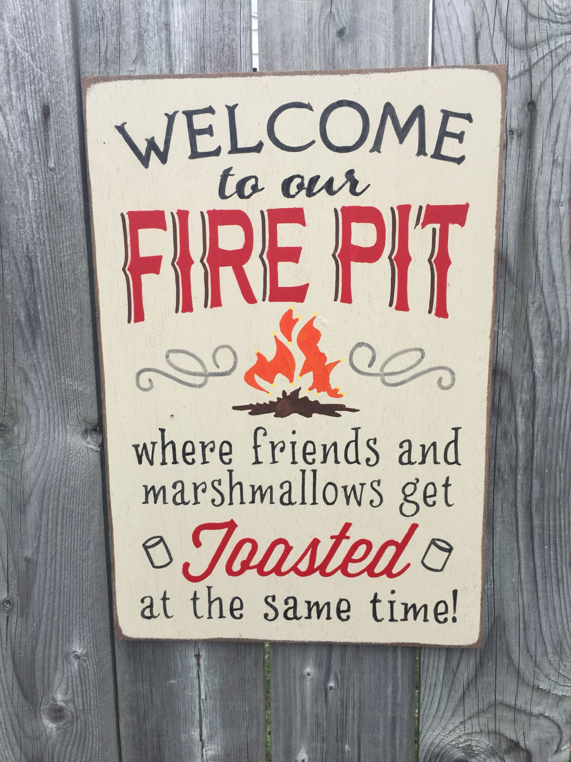 Welcome To Our Fire Pit Wood Wall Sign Firepit