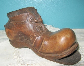 Carved wood boot | Etsy