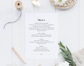 Menu size table | Etsy