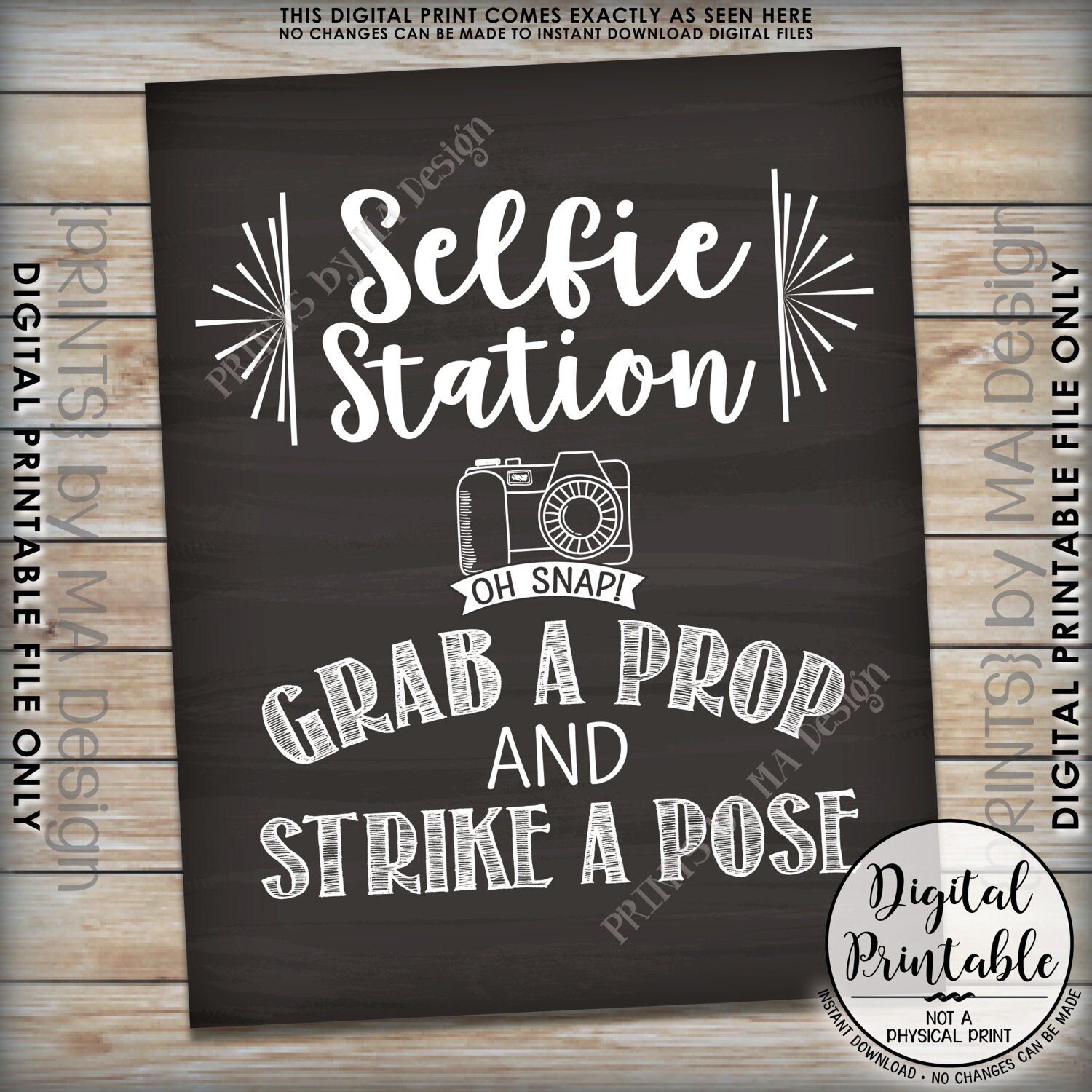 Selfie Station Sign, Grab a Prop and Strike a Pose Selfie Sign ...