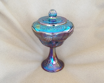Blue carnival glass | Etsy