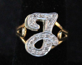 Diamond initial ring | Etsy