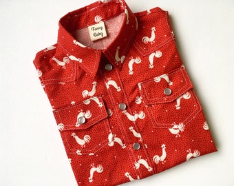 Red cowboy shirt | Etsy