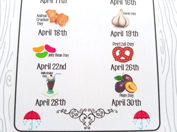April Wacky Food & Drink Holidays Set of 11 Item 414