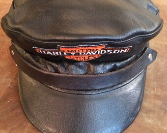 Leather biker cap | Etsy
