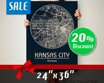 Kansas City Map Art Print / KC Chiefs Poster Digital Print