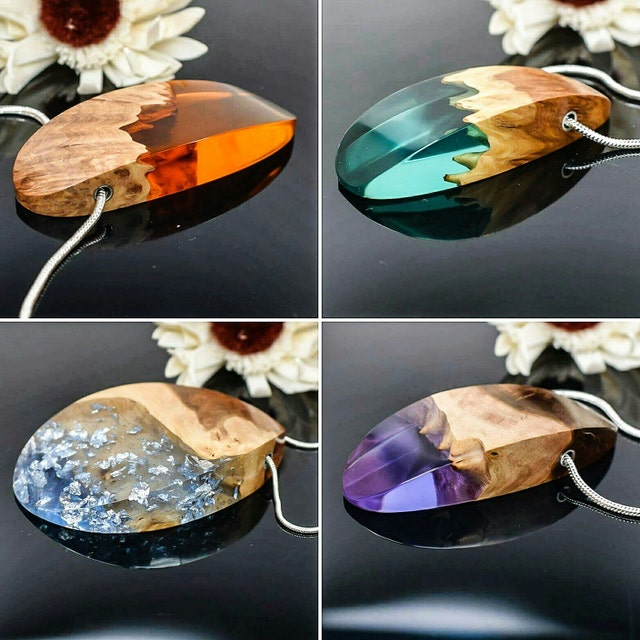 Unique wood and resin jewellery. by artfulresin on Etsy