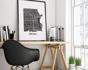 Chicago wall map | Etsy