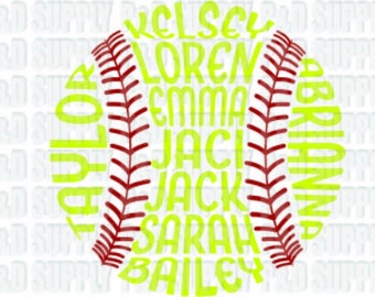 Softball word art | Etsy