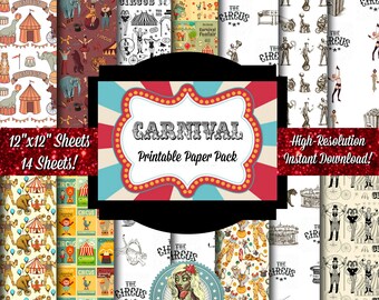 Items similar to Vintage Circus Digital Paper, Circus Backgrounds ...
