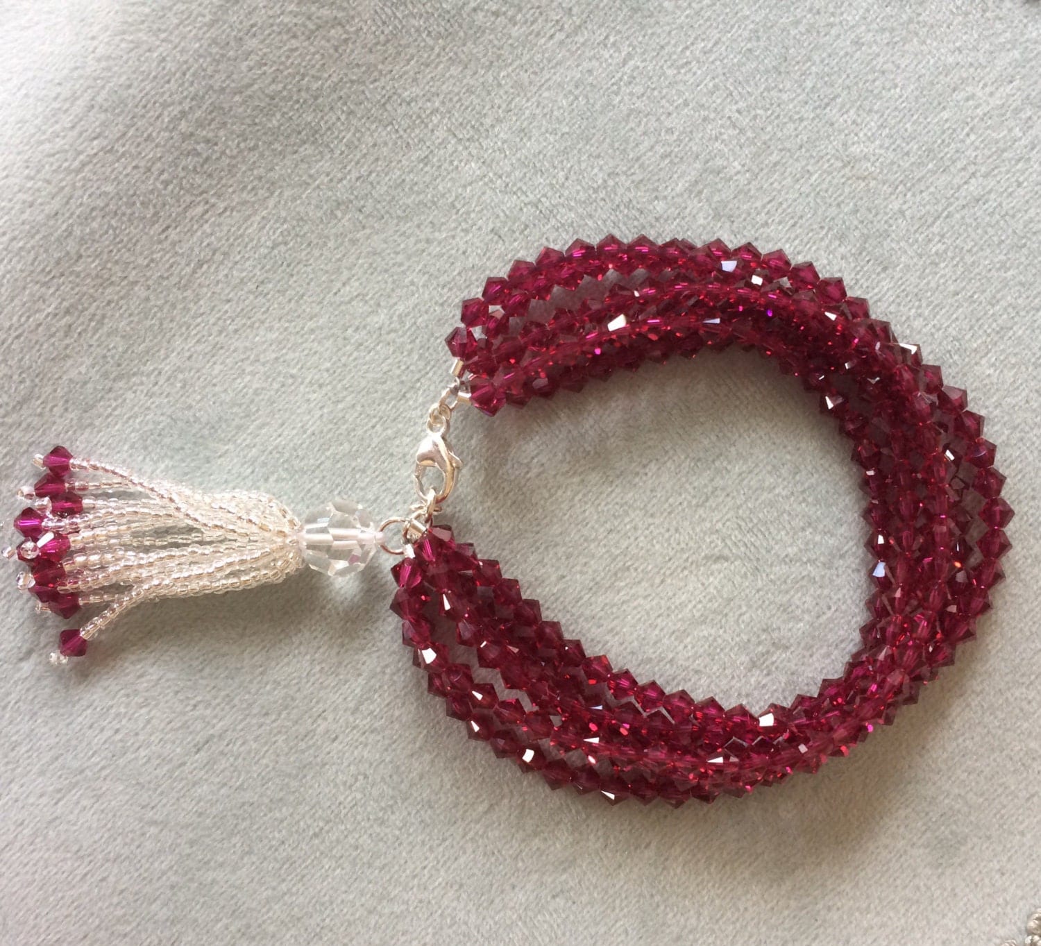 Handmade Swarovski Crystal Tassel Bracelet By Samanthaboothart